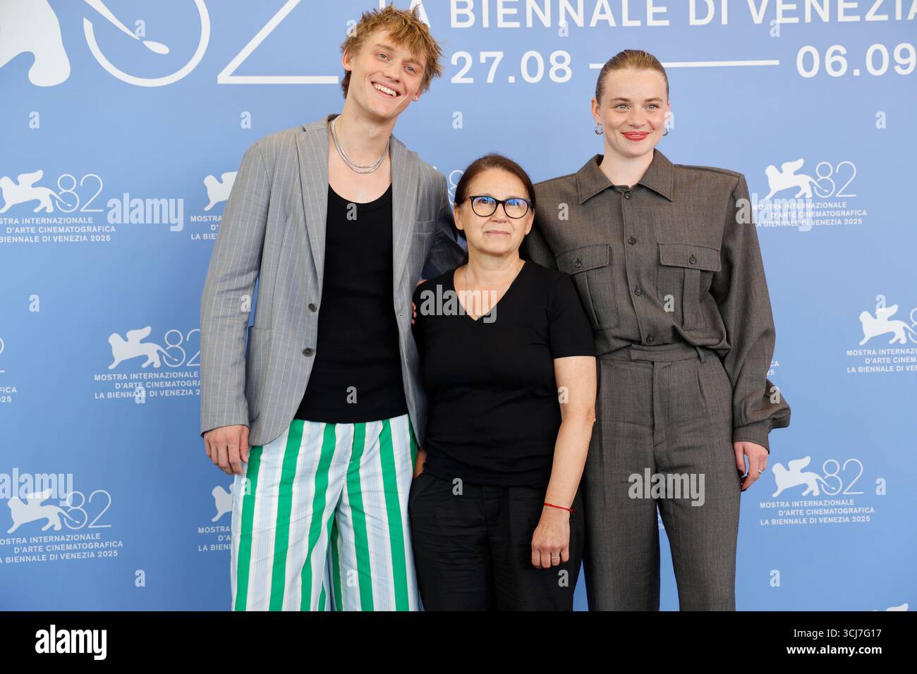 Enzo Brumm, Ildiko Enyedi and Luna Wedler pose at the photocall of ...