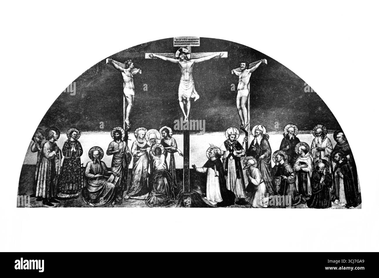 Fresco by fra angelico of the crucifixion with virgin mary hi-res stock ...
