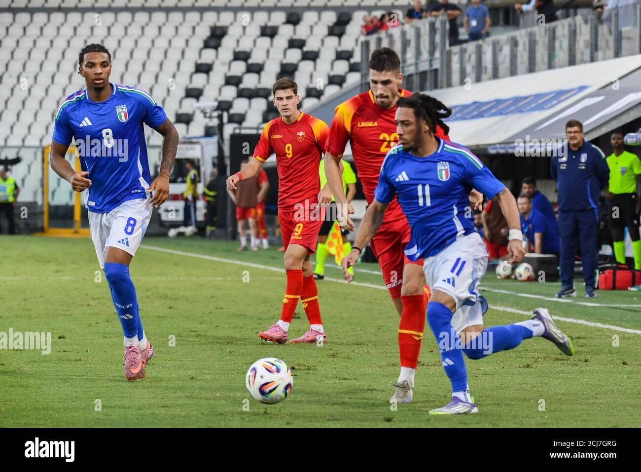 Luca Koleosho (Italy) in action during UEFA EURO 2027 Qualifying ...