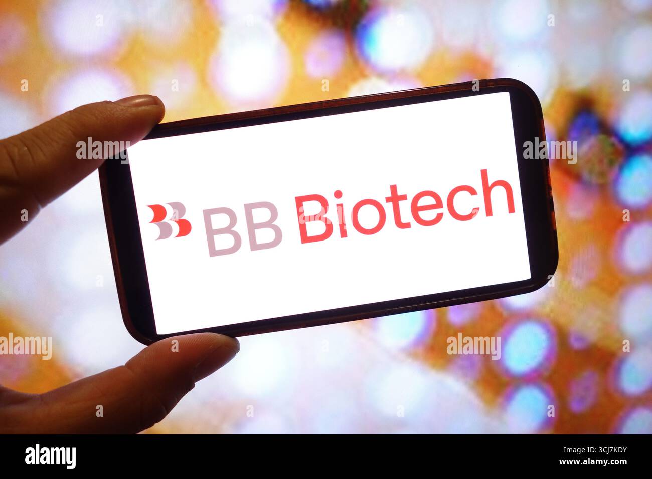 In this photo illustration, a BB Biotech company logo is seen displayed ...