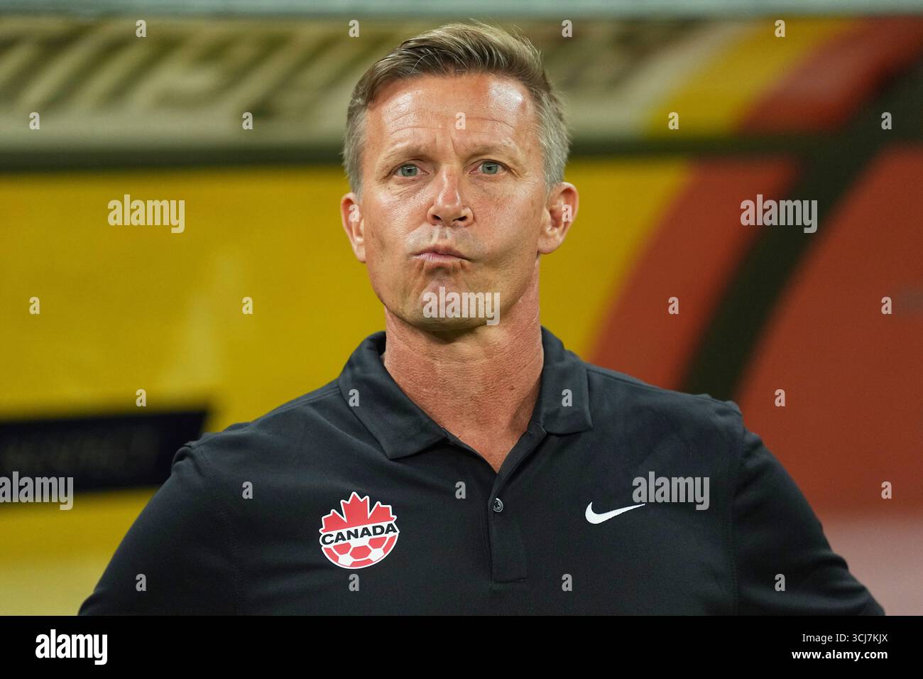 Canada's coach Jesse Marsch grimaces before an international friendly ...