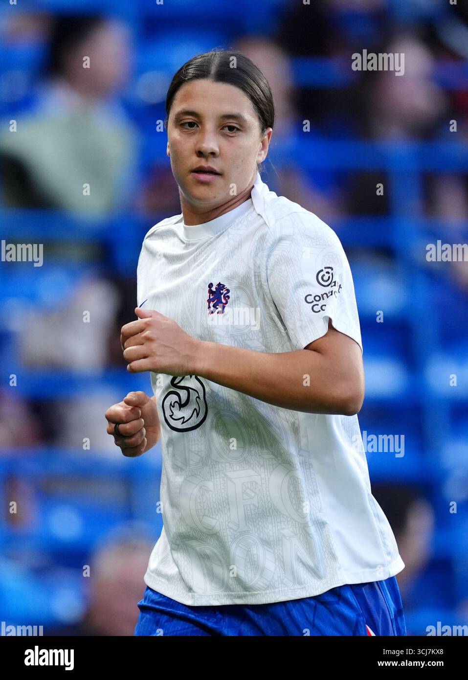Chelsea's Sam Kerr warming up before the Barclays Women's Super League ...