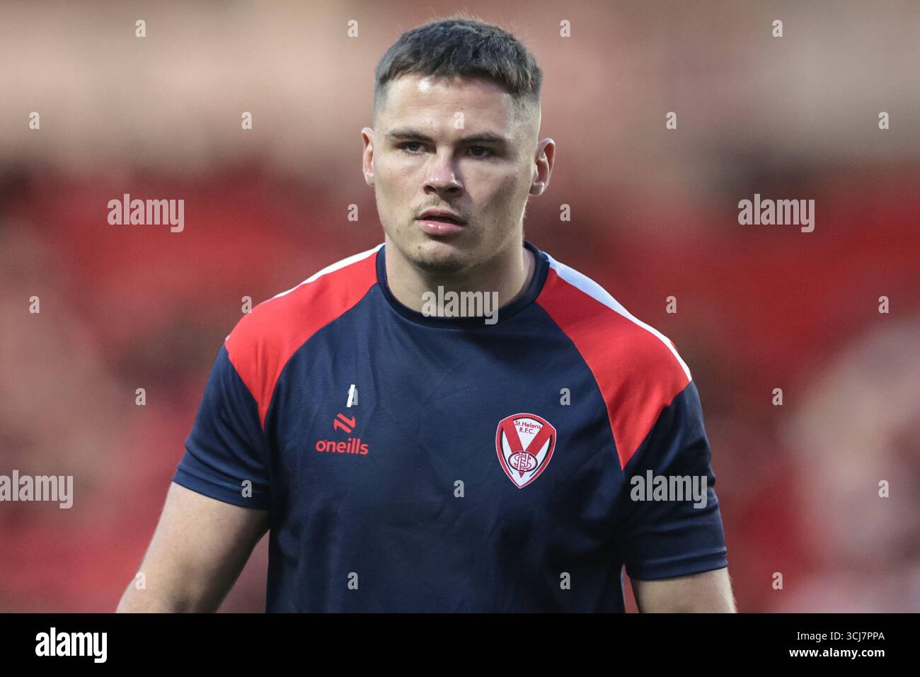 Jack Welsby of St Helens in the pre-game warm up during the Betfred ...