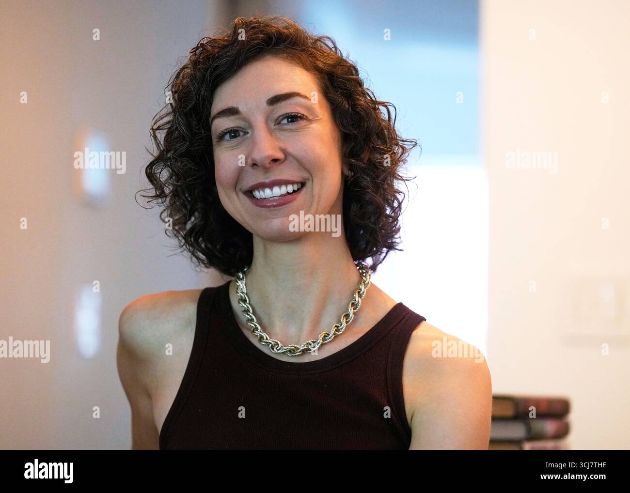 Thriller novelist Andrea Bartz is photographed in her home, in the Brooklyn borough of New York ...