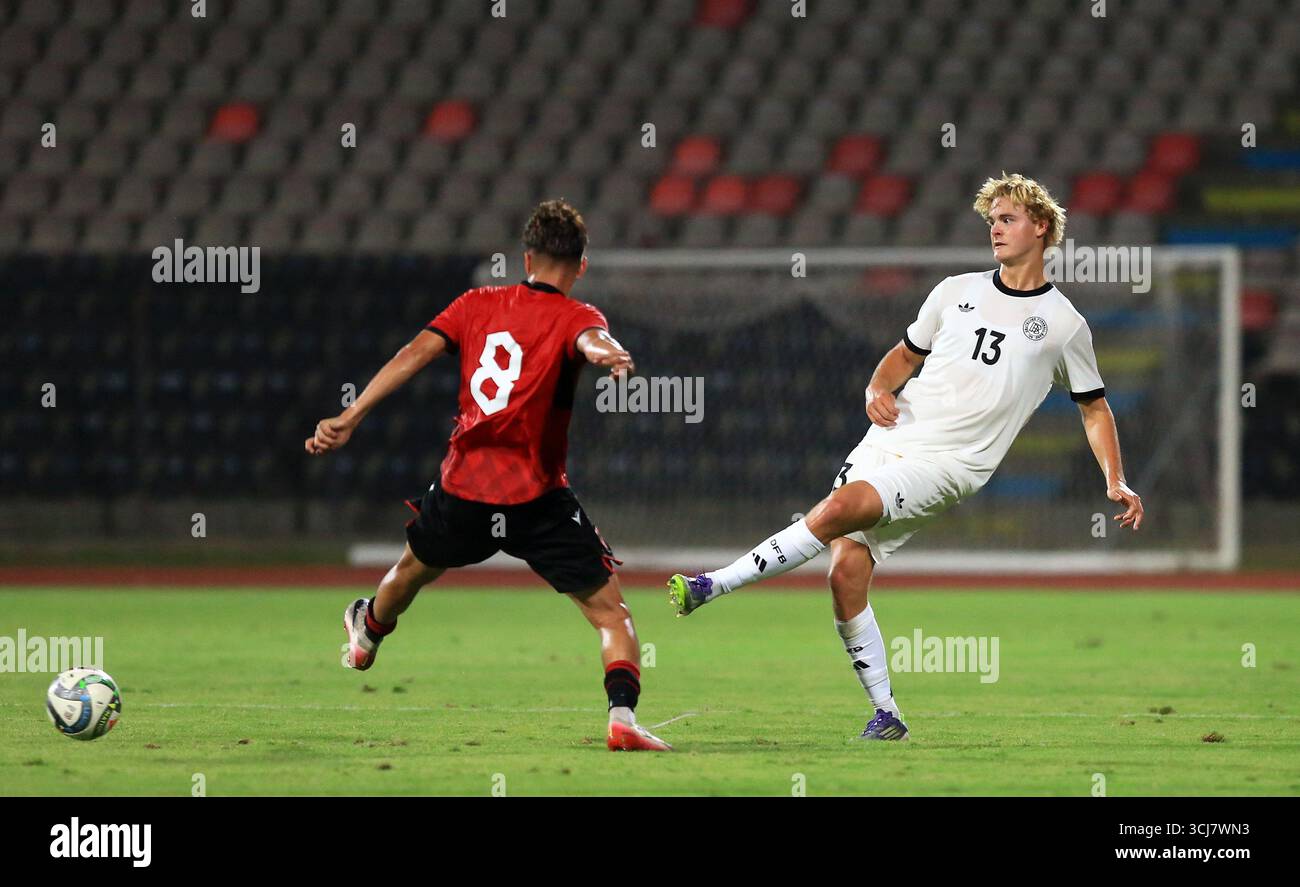 05 September 2025, Albania, Elbasan: Soccer, U21 Men: International ...