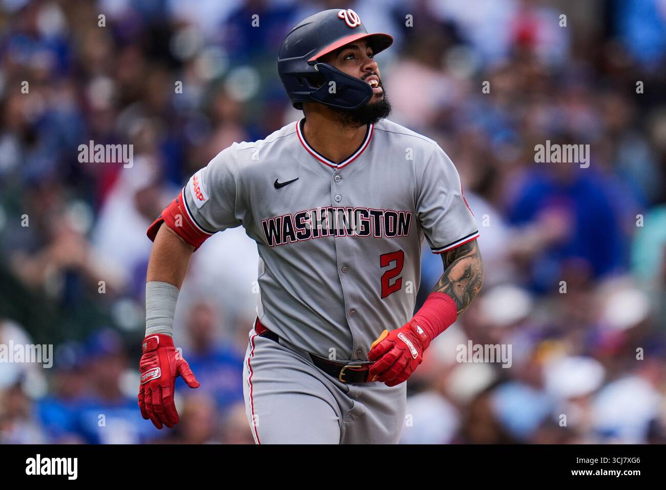 Washington Nationals' Luis García Jr. (2) runs the bases after hitting ...