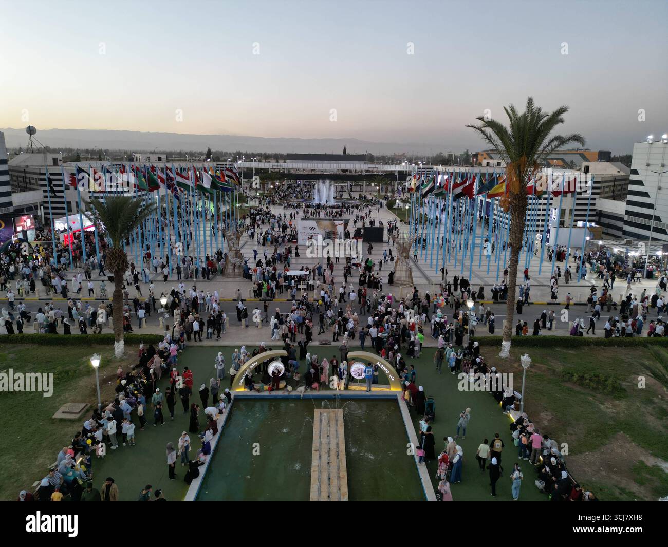 Aerial view of Damascus International Fair after Assads fall with ...