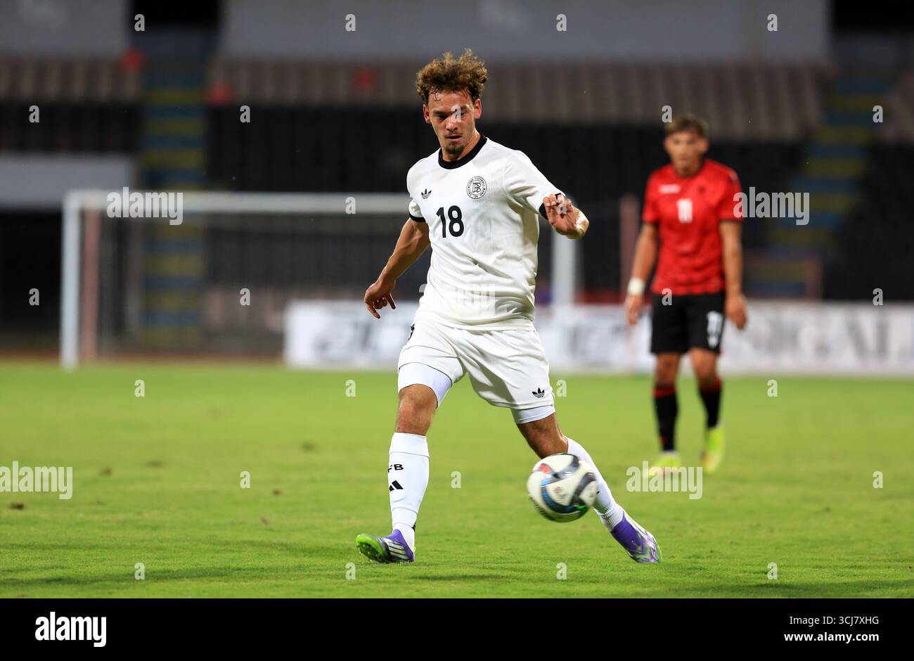05 September 2025, Albania, Elbasan: Soccer, U21 Men: International ...