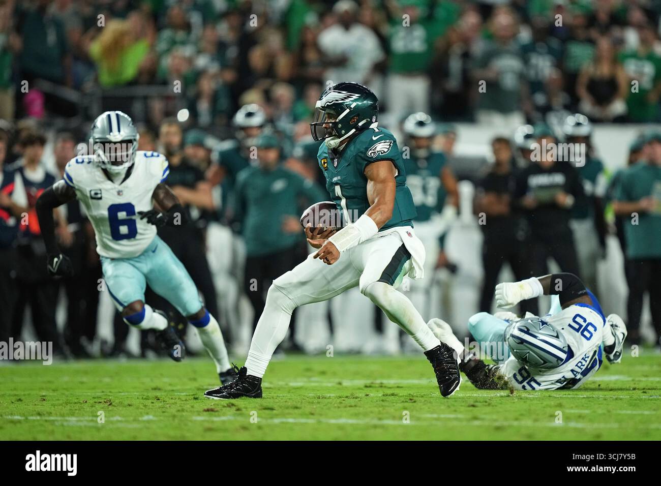 Philadelphia Eagles quarterback Jalen Hurts In action during an NFL ...