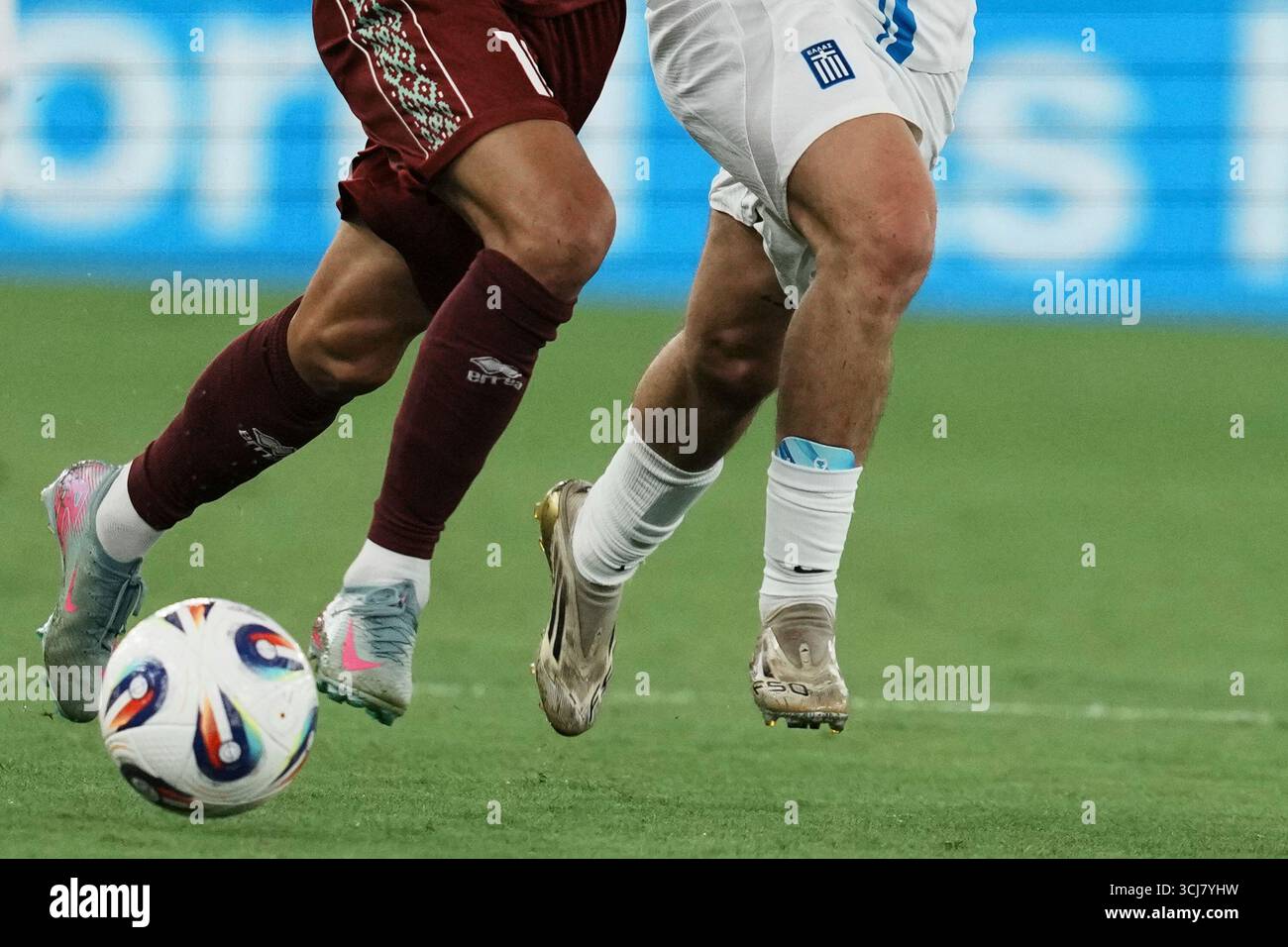 Belarus' Valery Gromyko, left, and Greece's Christos Zafeiris challenge ...