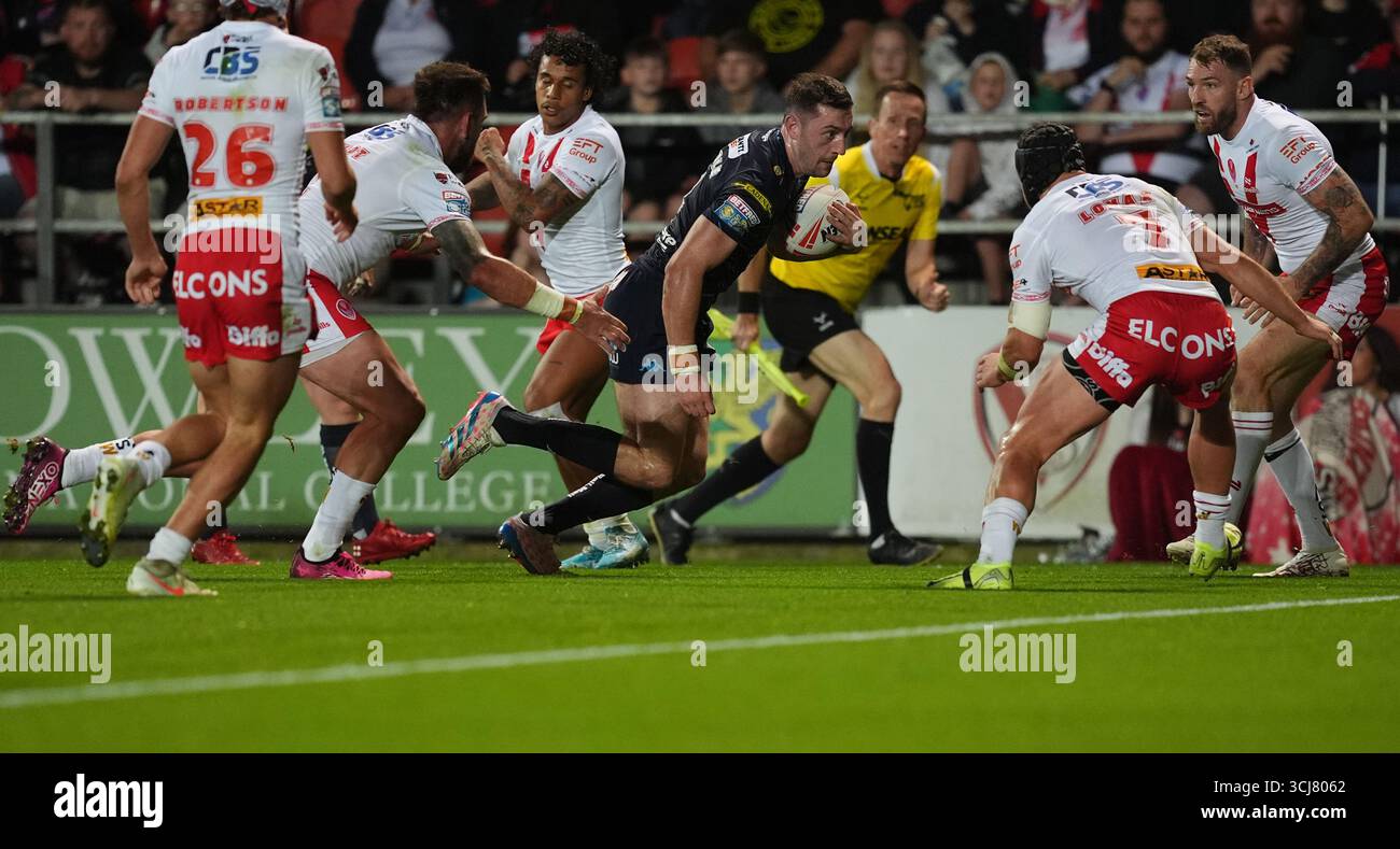Wigan Warriors' Jake Wardle goes for a try during the Betfred Super ...