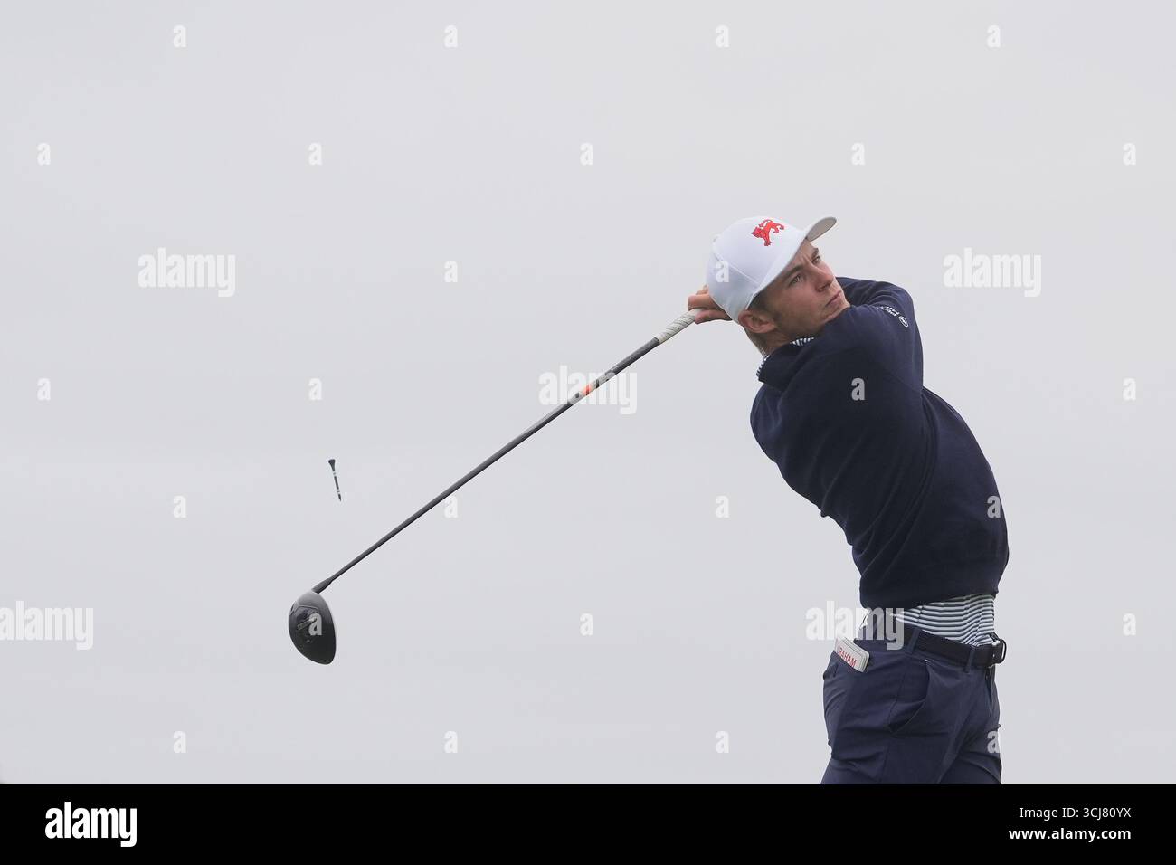 The Great Britain and Ireland team's Connor Graham hits during practice ...