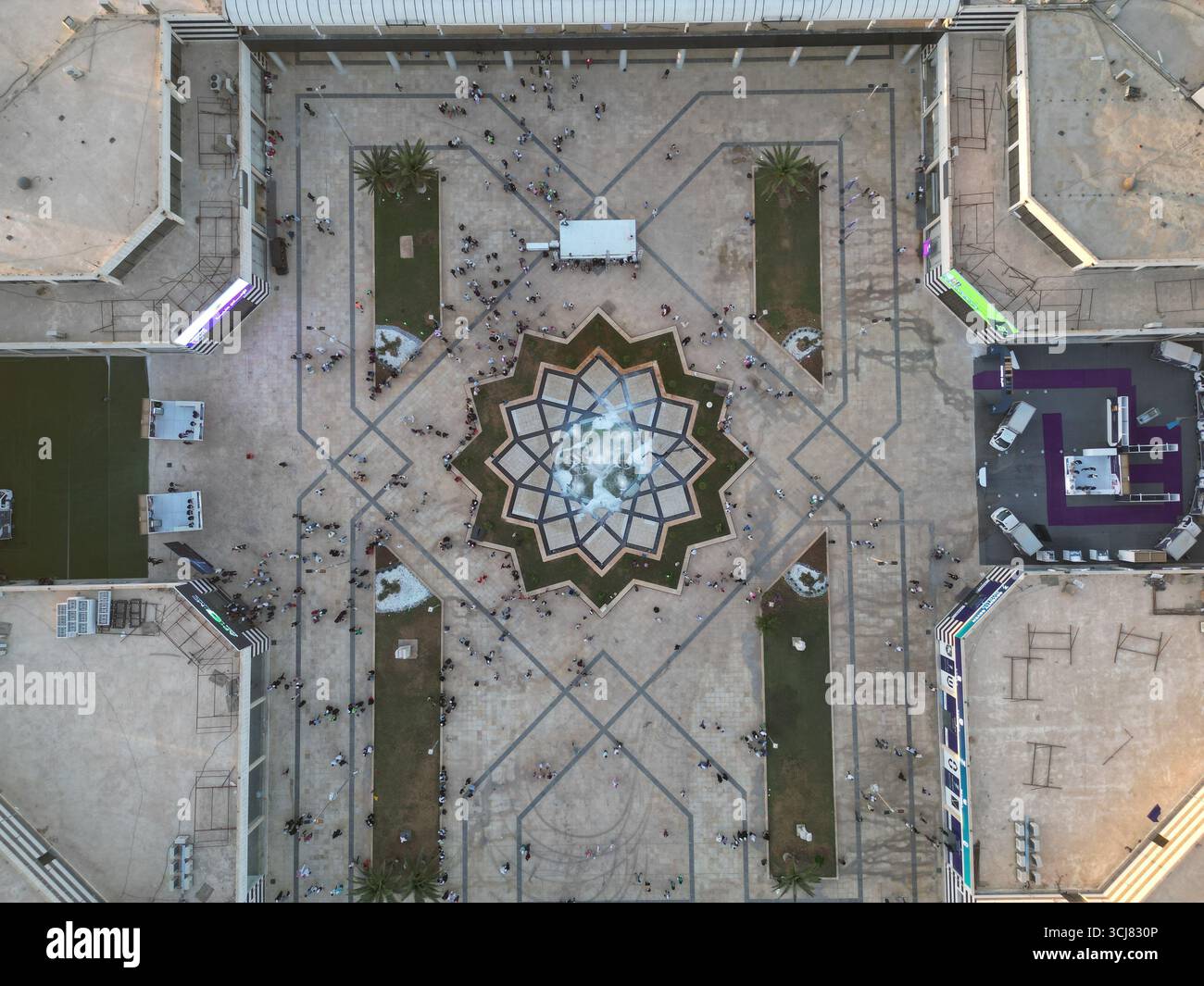 A drone shot shows the Damascus International Fair, the first edition ...