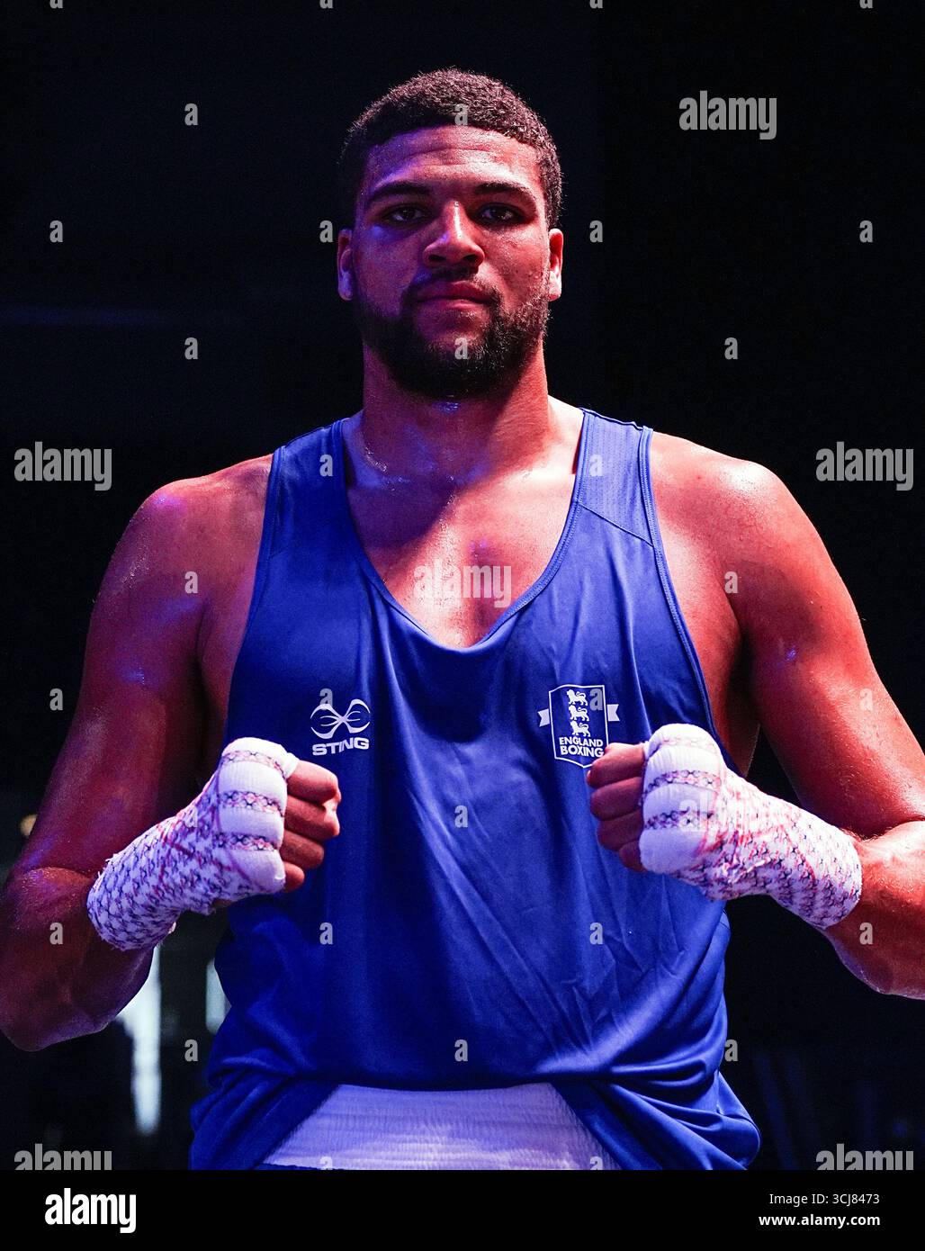 England's Damar Thomas compete in the Men's +90Kg division during day ...