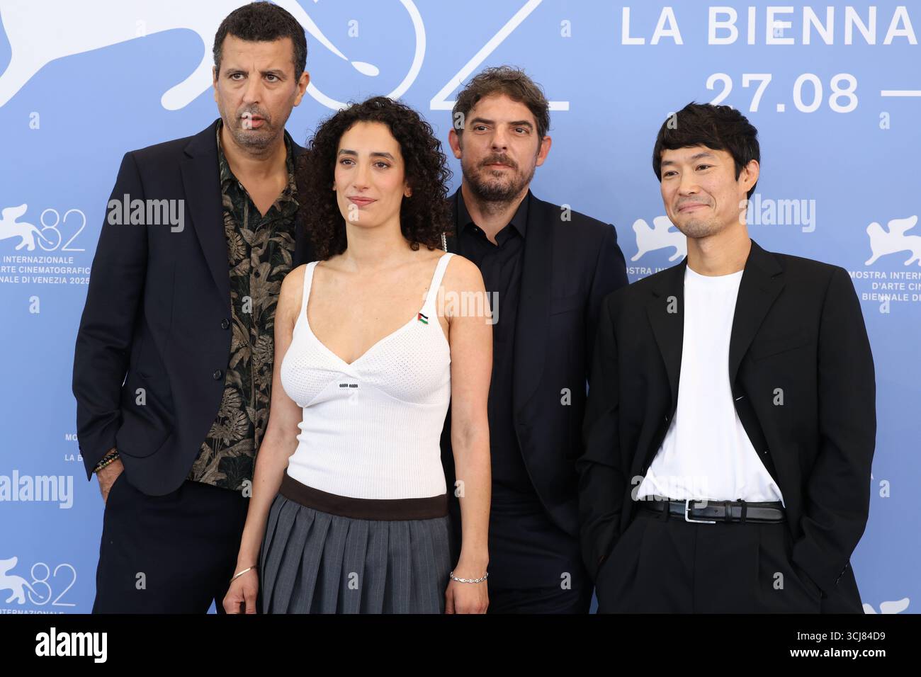Samir Guesmi, Mouna Soualem, Damien Bonnard and Akihiro Hata'Grand Ciel' photocall, 82nd Venice ...