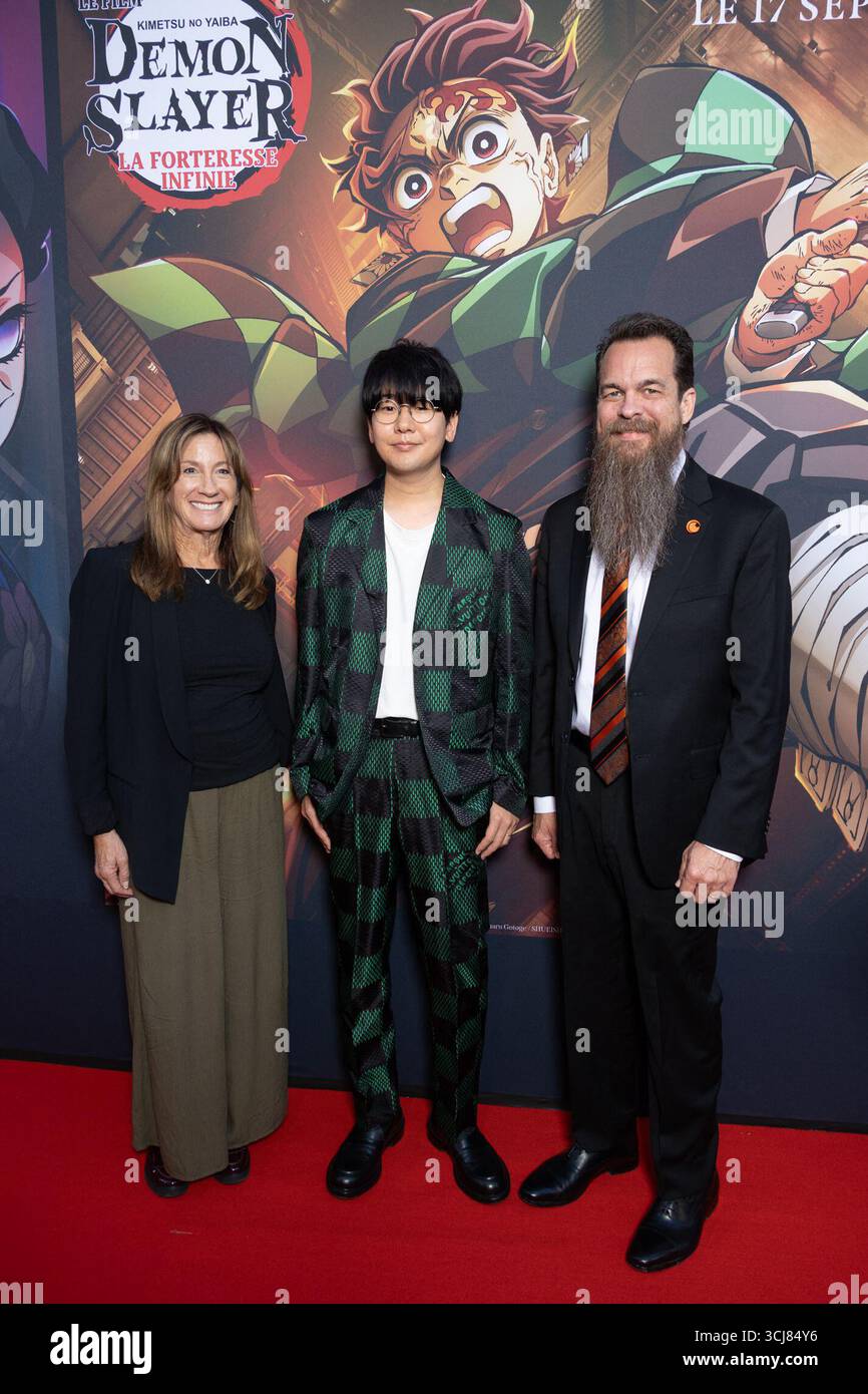 Amy Wood, Natsuki Hanae, Tanjiro's voice and Mitchel Berger attends 'Demon Slayer - La ...