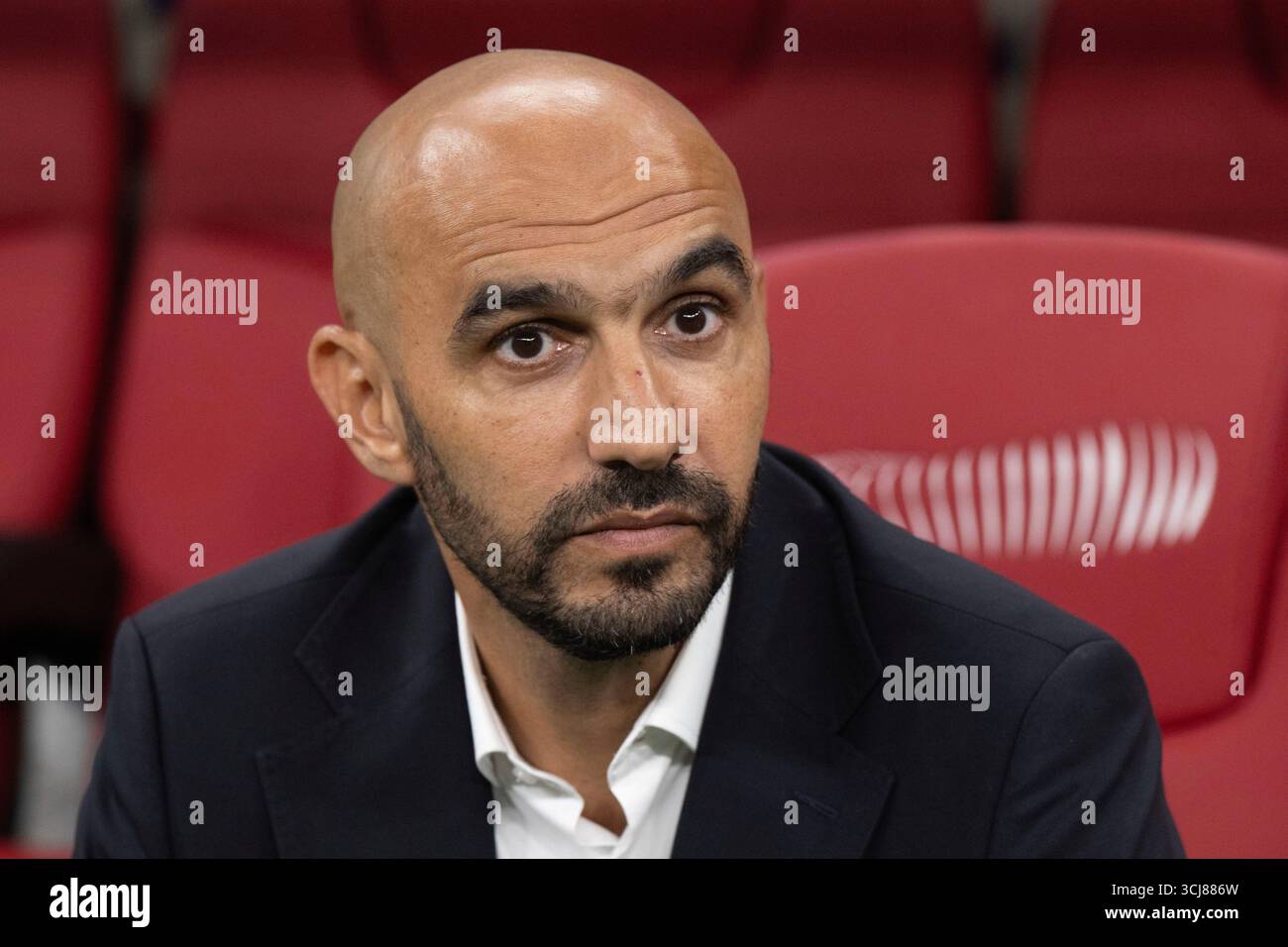 Morocco's coach Walid Regragui looks on before the World Cup group E ...