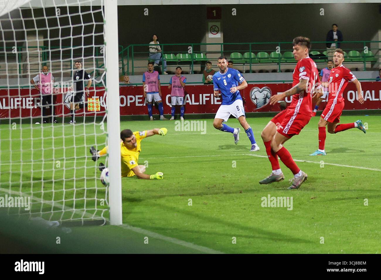 Israel's Tai Baribo scores his side's third goal during a group 1 ...