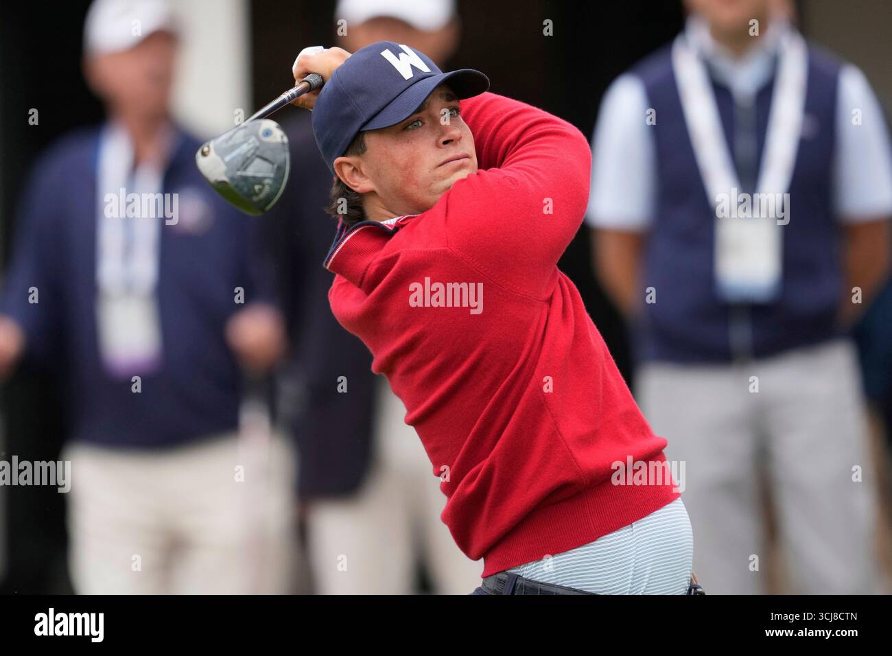 The USA team's Michael La Sasso hits during practice before the Walker ...