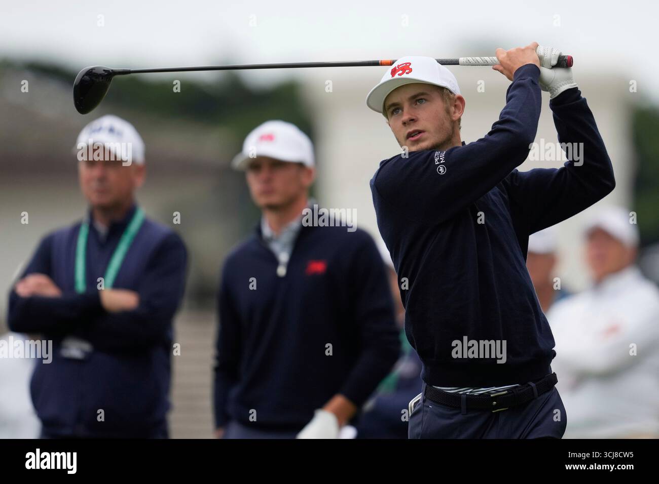 The Great Britain and Ireland team's Connor Graham hits during practice ...