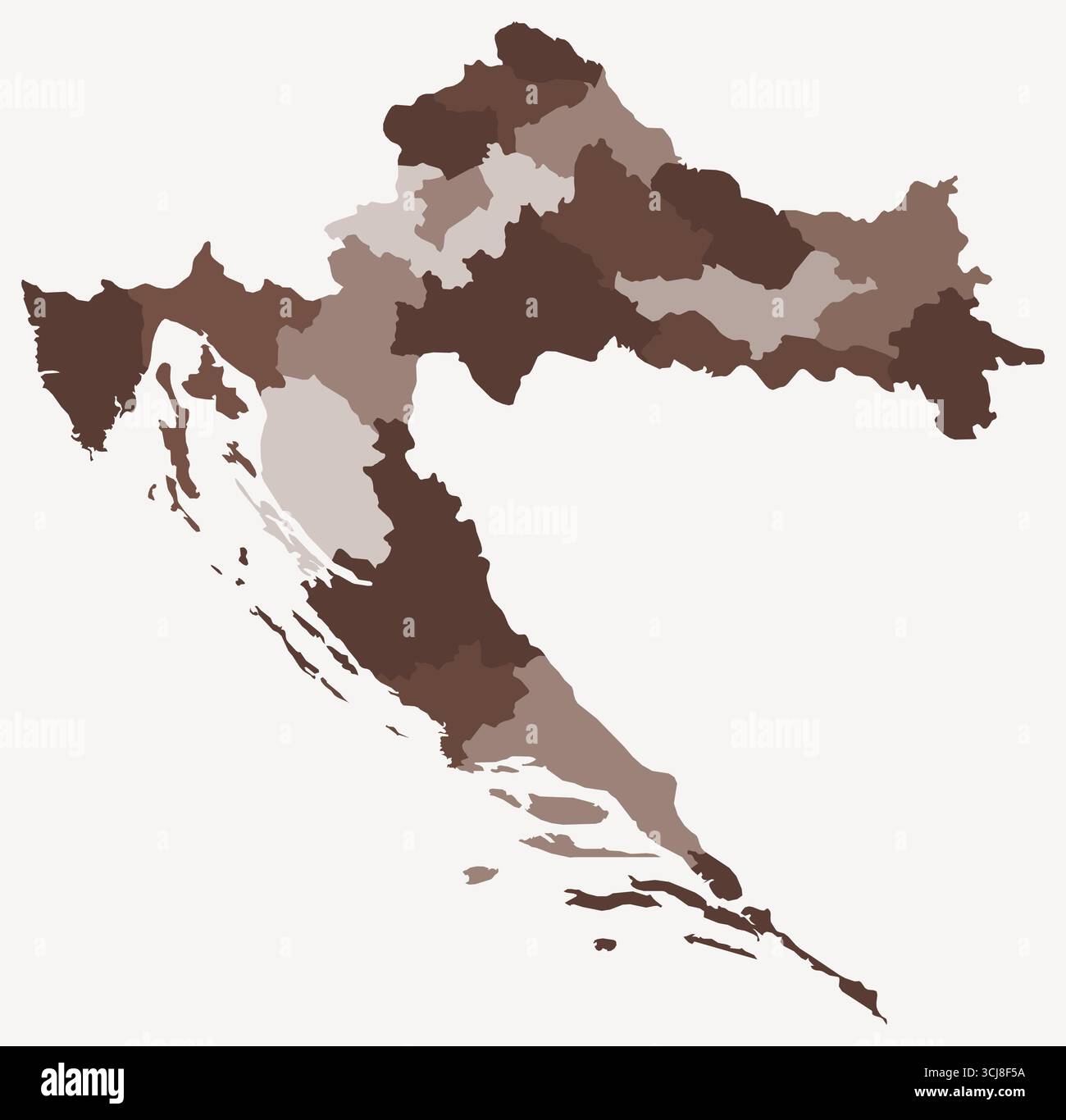 Map of Croatia with regions. Just a simple country border map with ...