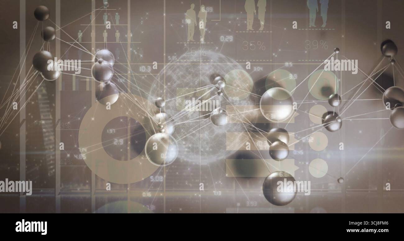 Network interconnected spheres lines circular hi-res stock photography ...