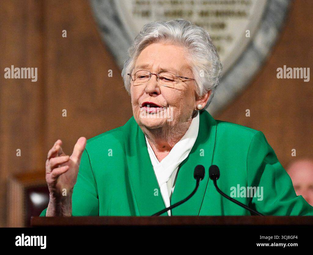 FILE - Alabama Gov. Kay Ivey delivers her State of the State address ...