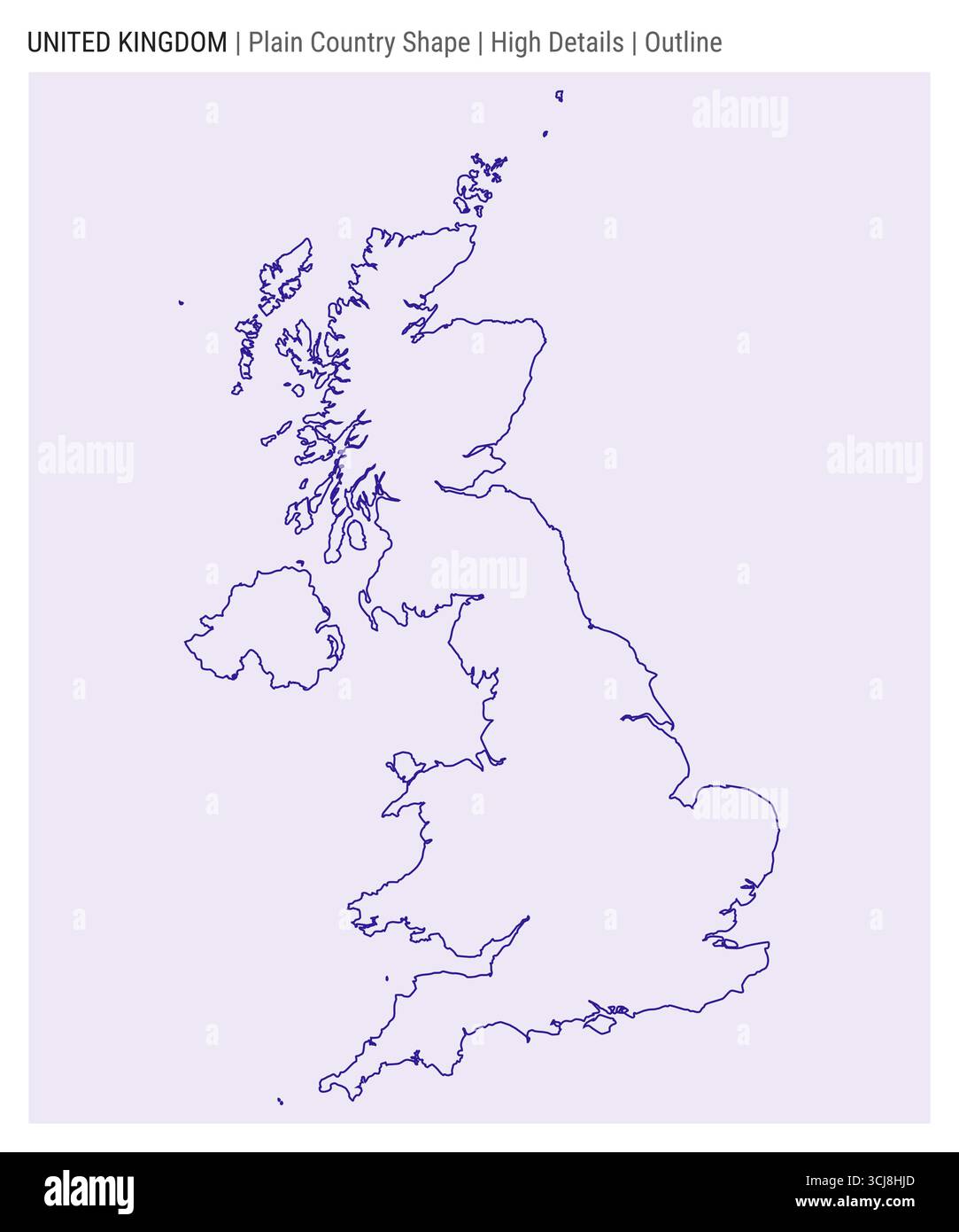 United Kingdom plain country map. High details. Outline style. Shape of ...