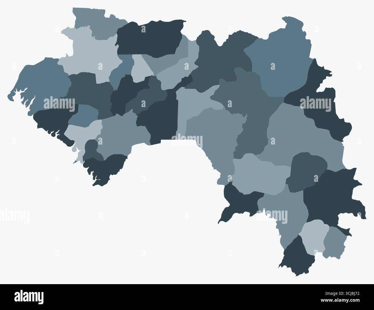 Map of Guinea with regions. A simple country border map with region ...