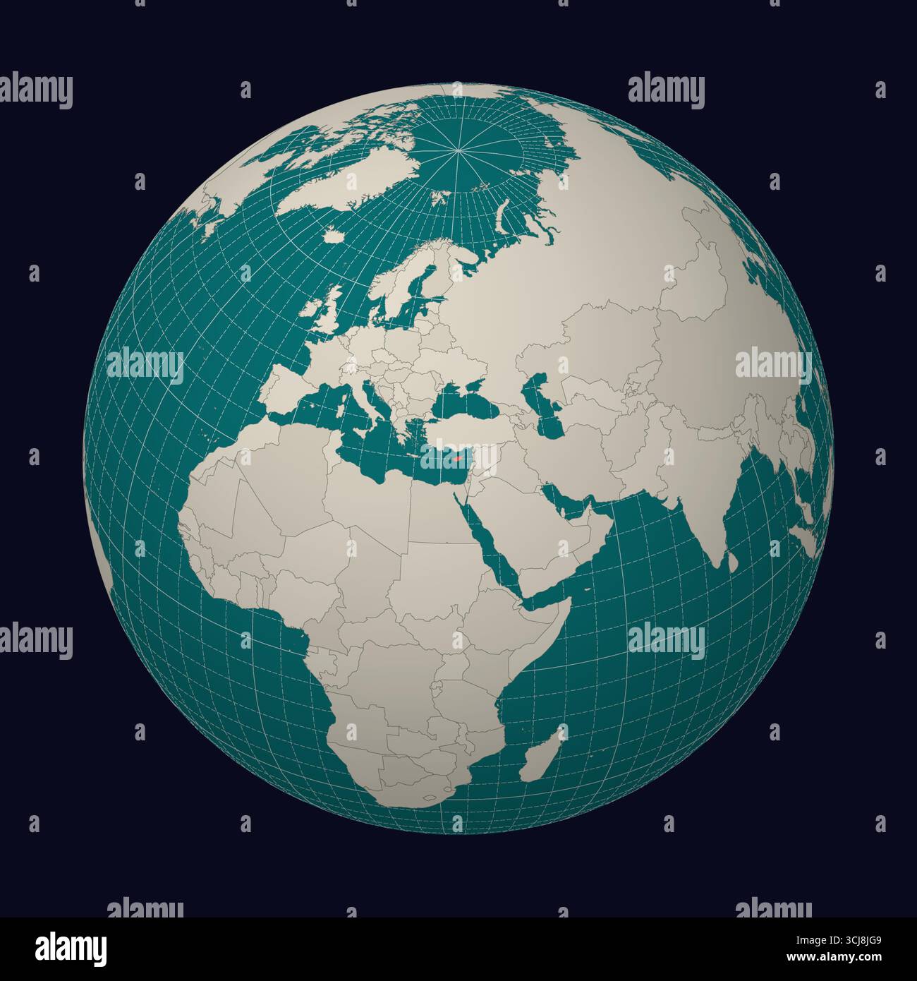 Republic of Cyprus on the map. Globe centered to Cyprus. Country ...