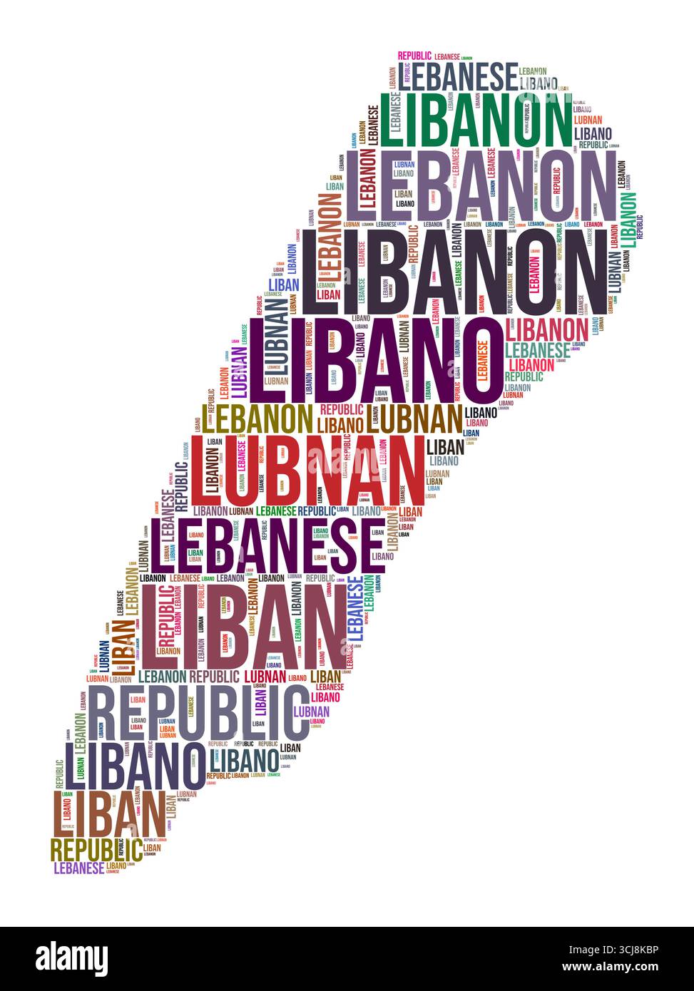 Lebanon country shape word cloud. Typography style country illustration ...