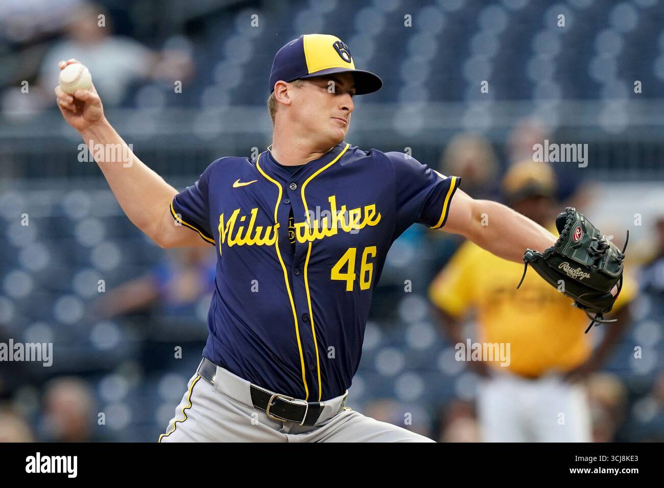Milwaukee Brewers pitcher Quinn Priester delivers during the first ...