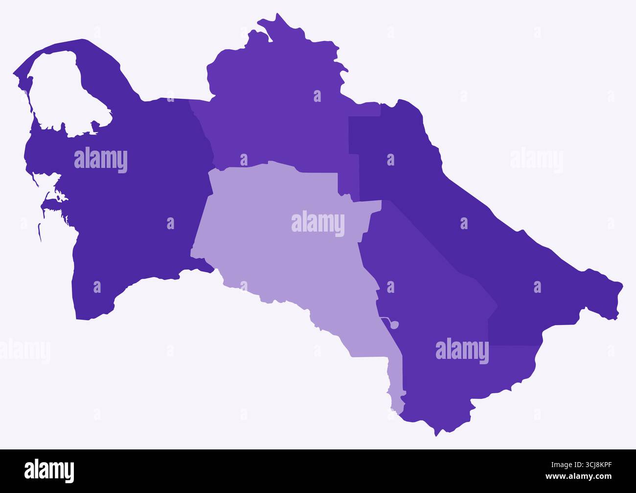 Map of Turkmenistan with regions. Just a simple country border map with ...