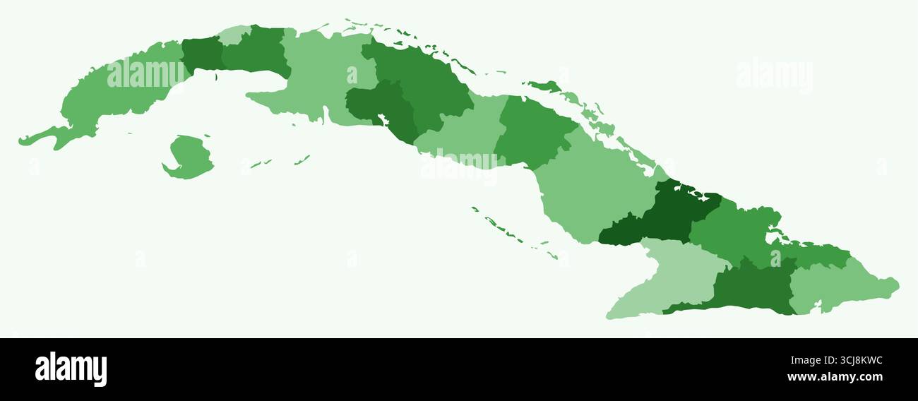 Map of Cuba with regions. Just a simple country border map with region ...