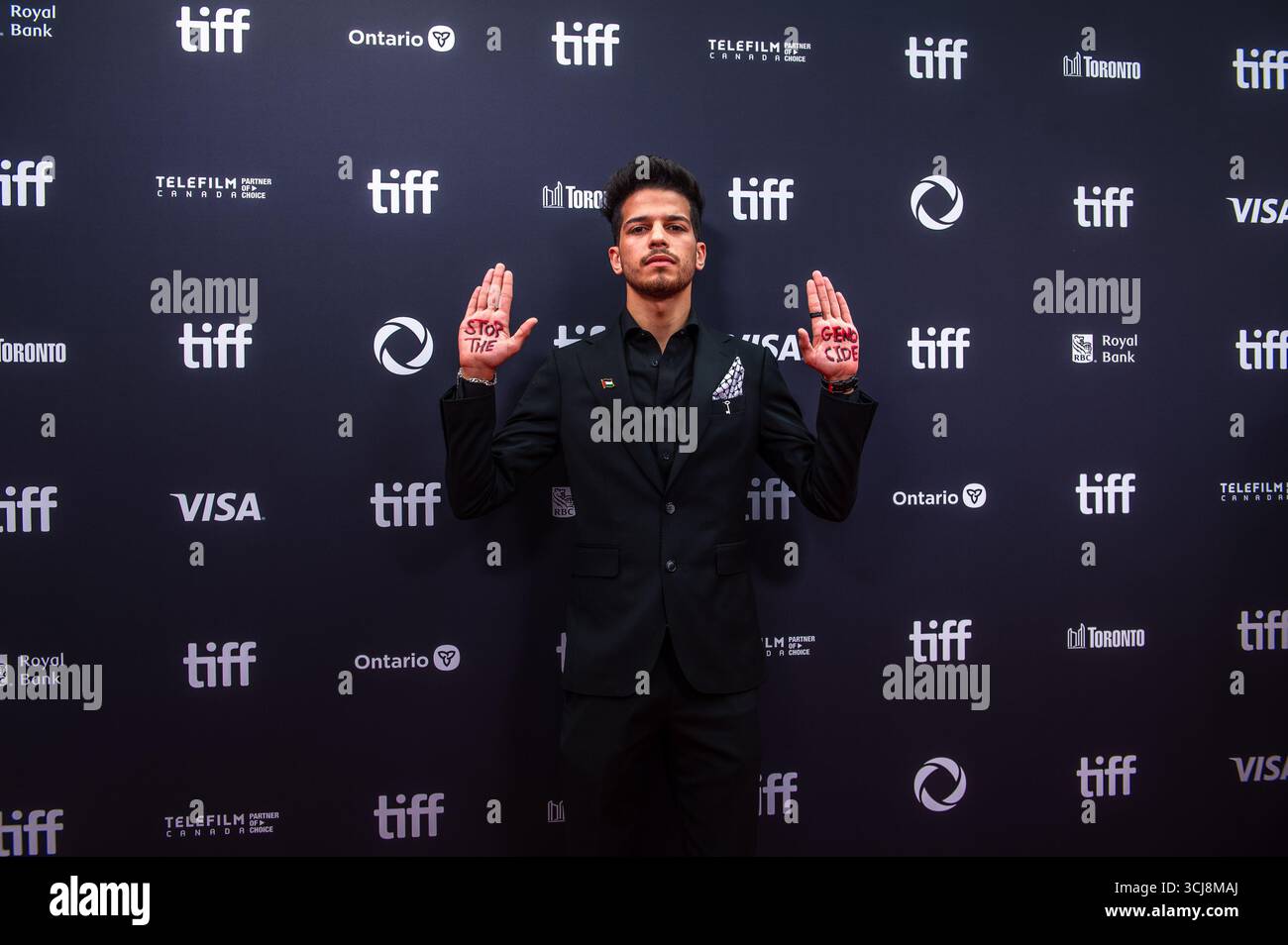 Zaid Ghazal is shown on the red carpet for ‚ÄúPalestine 36‚Äù at the Toronto International Film ...