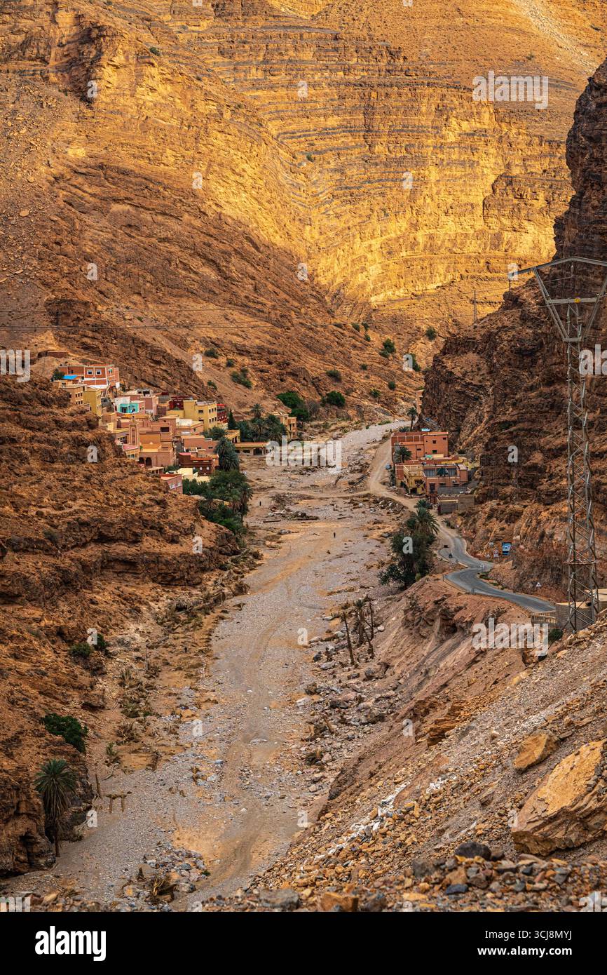 Igmir Oasis village in Morocco, a remote settlement in a rugged valley ...