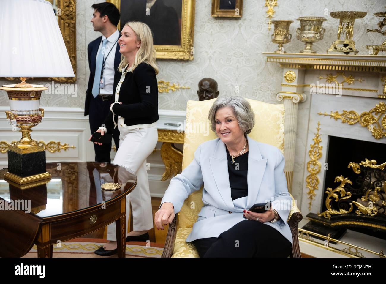 White House Chief of Staff Susie Wiles, seated, and White House Press ...