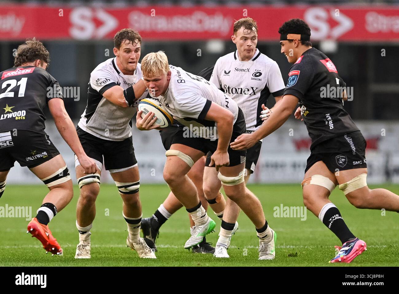 Hugh Tizard of Saracens during the match between Hollywoodbets Sharks ...