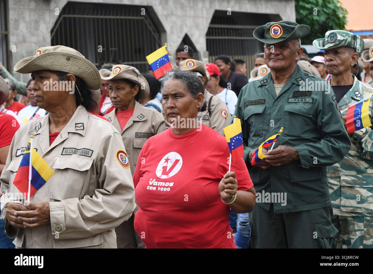 Members of a state-organized civilian militia force march in Valencia ...