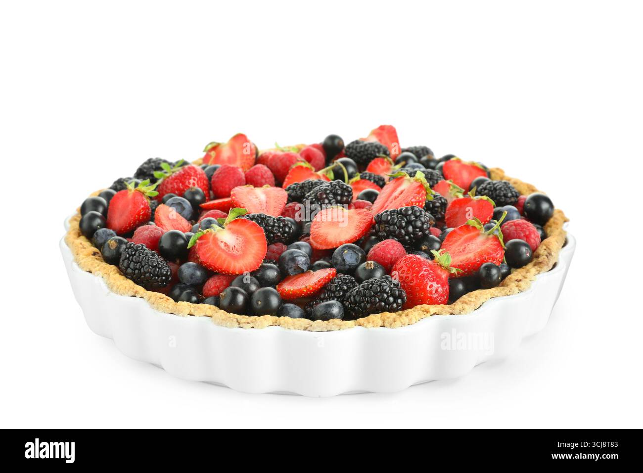 Sweet tart with different fresh berries on white background Stock Photo ...