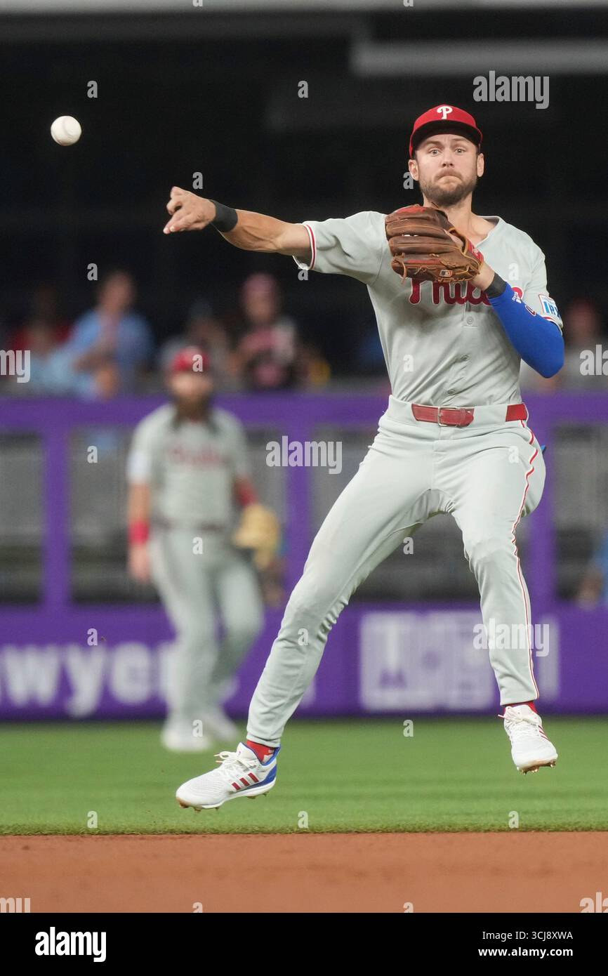 Philadelphia Phillies second baseman Bryson Stott fields a hit during ...