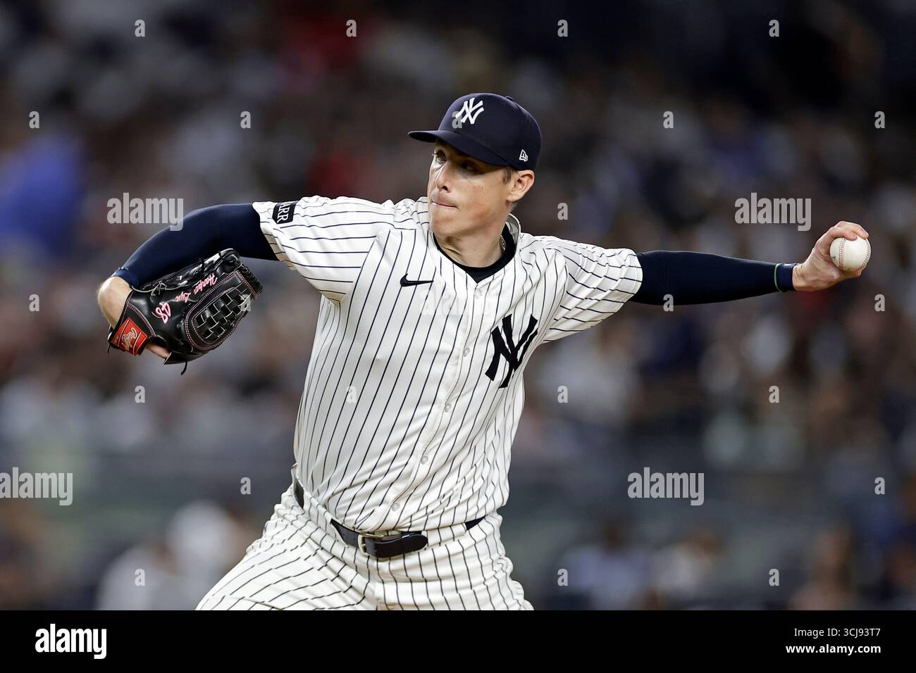 New York Yankees pitcher Ryan Yarbrough throws during the third inning ...