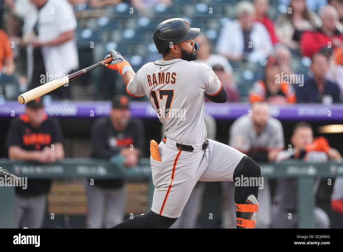 San Francisco Giants left fielder Heliot Ramos (17) in the first inning ...