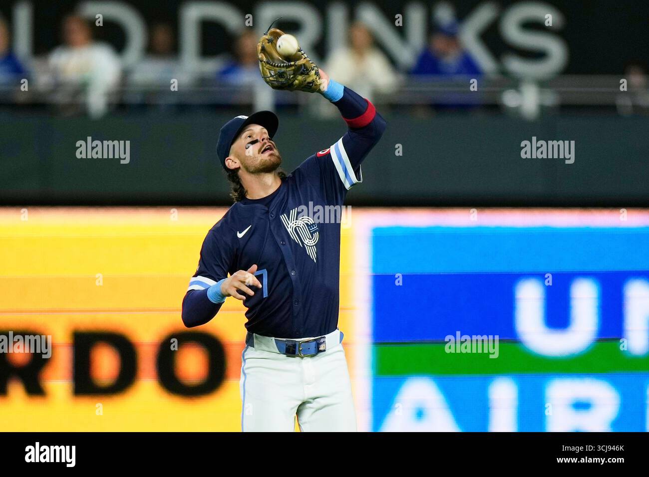 Kansas City Royals shortstop Bobby Witt Jr. catches a fly ball for the ...
