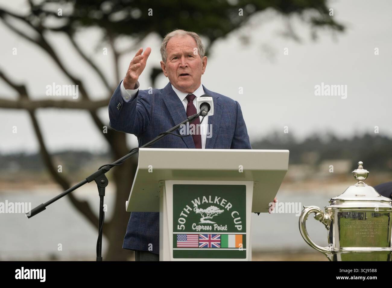Former President George W. Bush speaks during the opening ceremony for ...