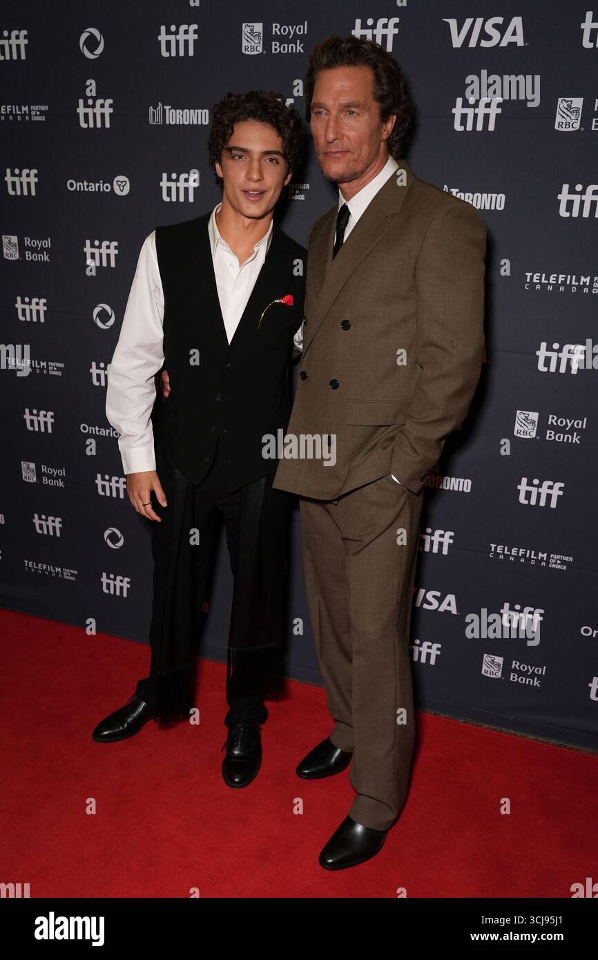 Levi McConaughey, left, and Matthew McConaughey attend the premiere of ...