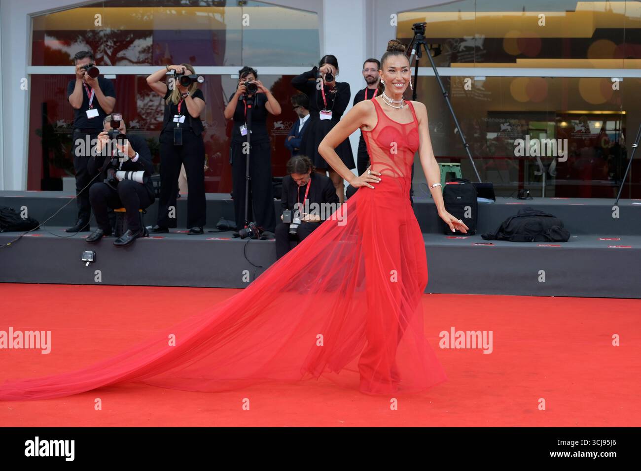 Nina Zilli attends "The sun rises on us all" red carpet during the 82nd ...