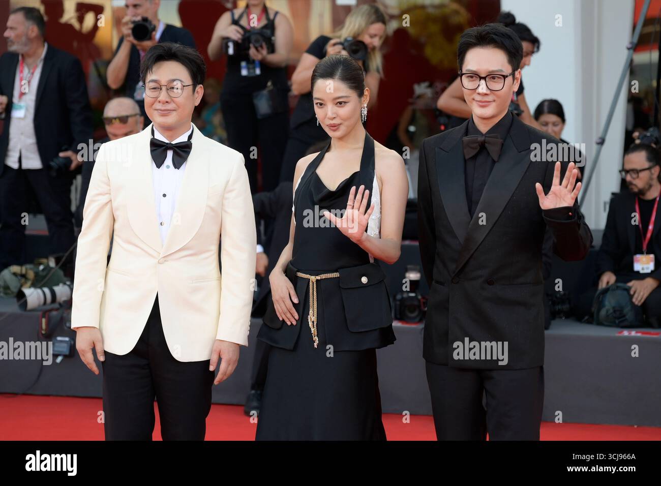 Feng Shaofeng, Xin Zhilei and Zhang Songwen attend "The sun rises on us all" red carpet during ...
