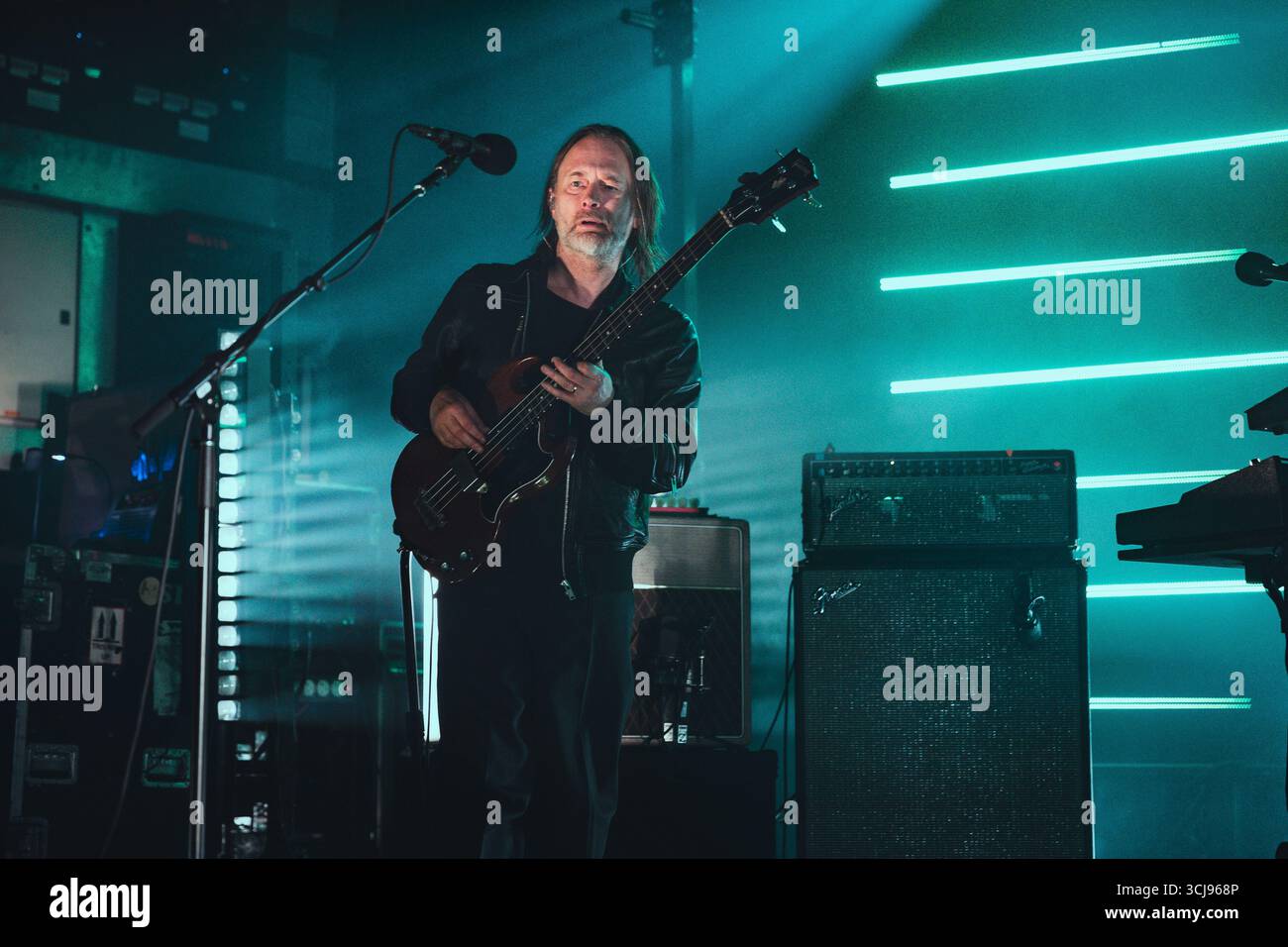 Thom Yorke, frontman of Radiohead, pictured during a live performance ...