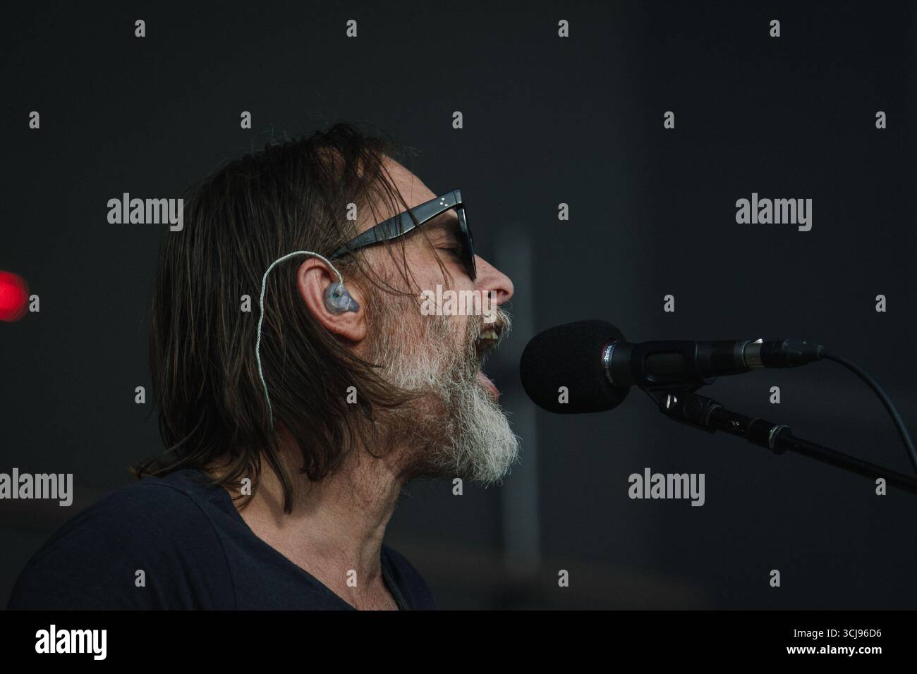 Thom Yorke, frontman of Radiohead, pictured during a live performance ...